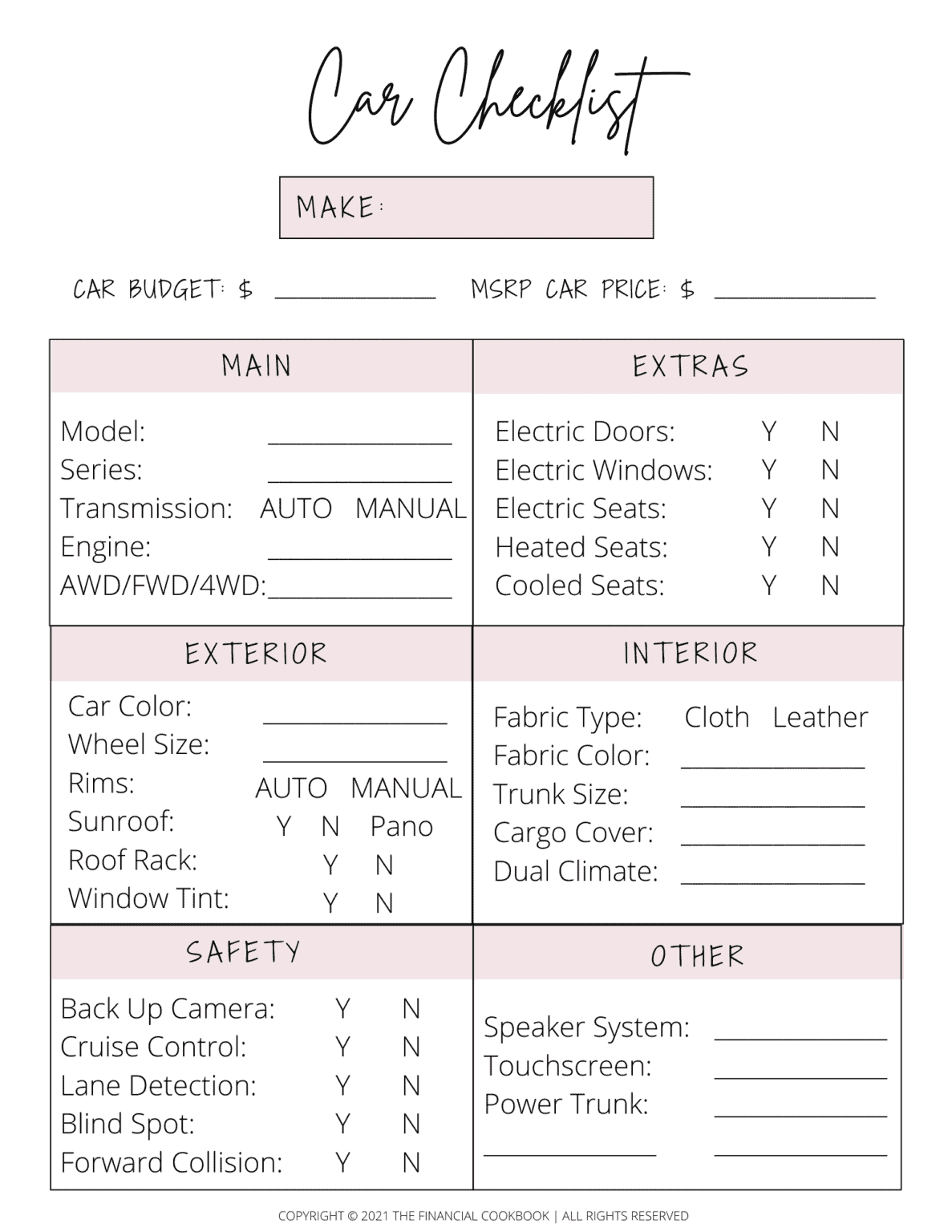 Free Car Buying Checklist and Comparison Scorecard Download - The ...