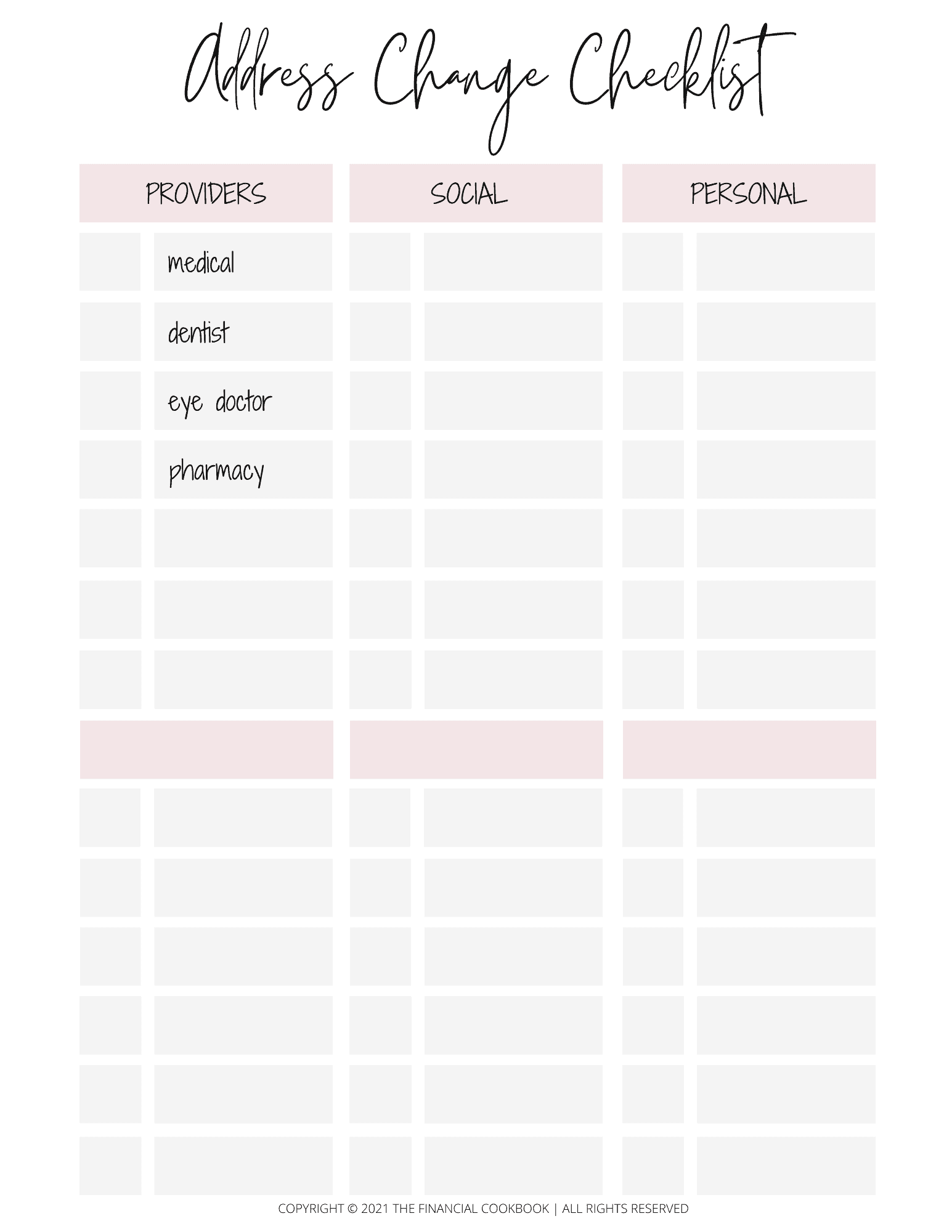 Change of Address Checklist PDF: Free Download for Moving - The ...